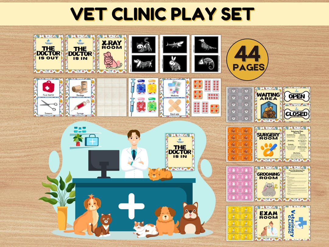Vet Clinic Dramatic Play, Vet Pretend Play Printables, Veterinarian ...