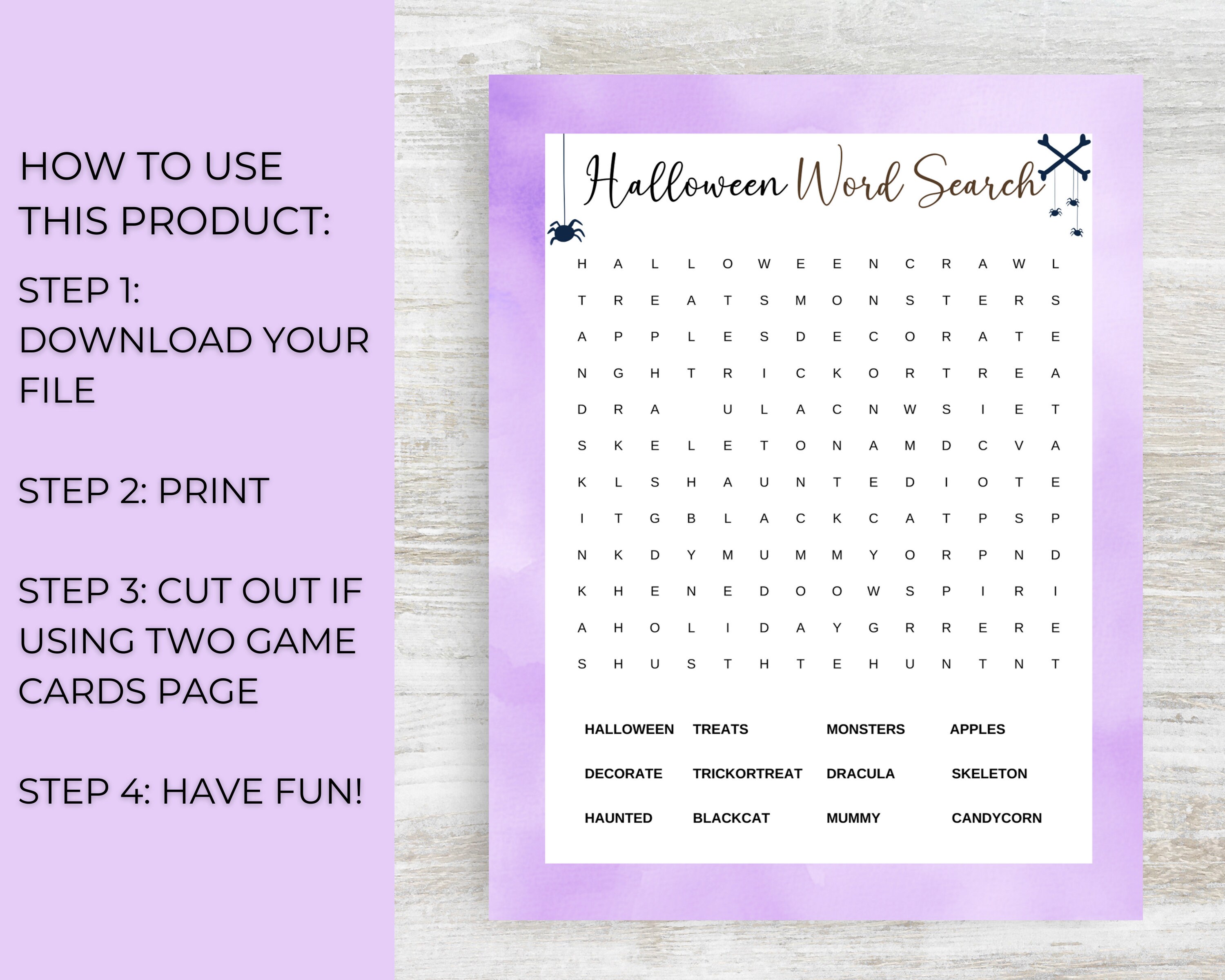 Halloween Word Search Game Printable Halloween Spooky Game - Etsy
