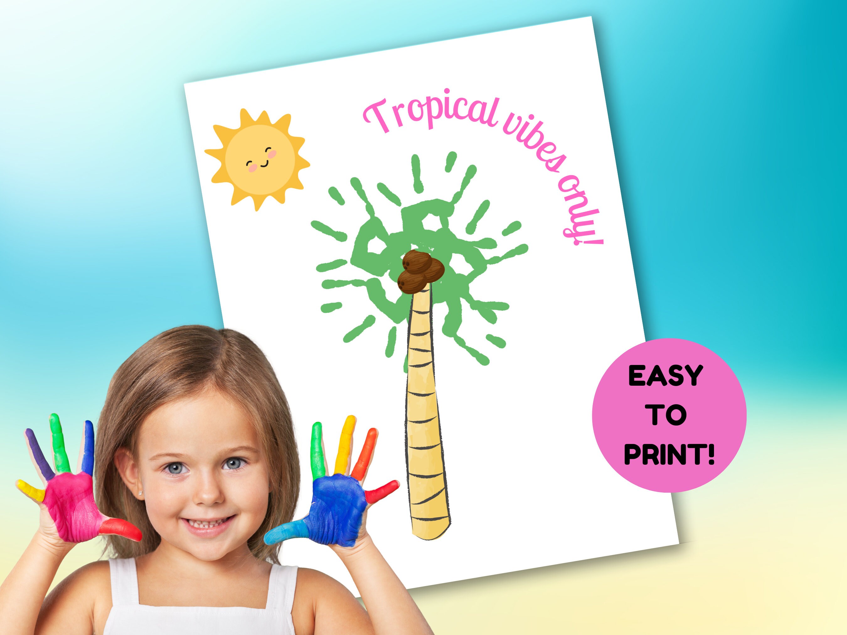Summer Handprint Craft for Kids, Beach Handprint Craft Baby Keepsake ...
