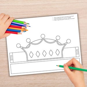 King Paper Crown, King Coloring Craft, Printable Kids Craft, King ...