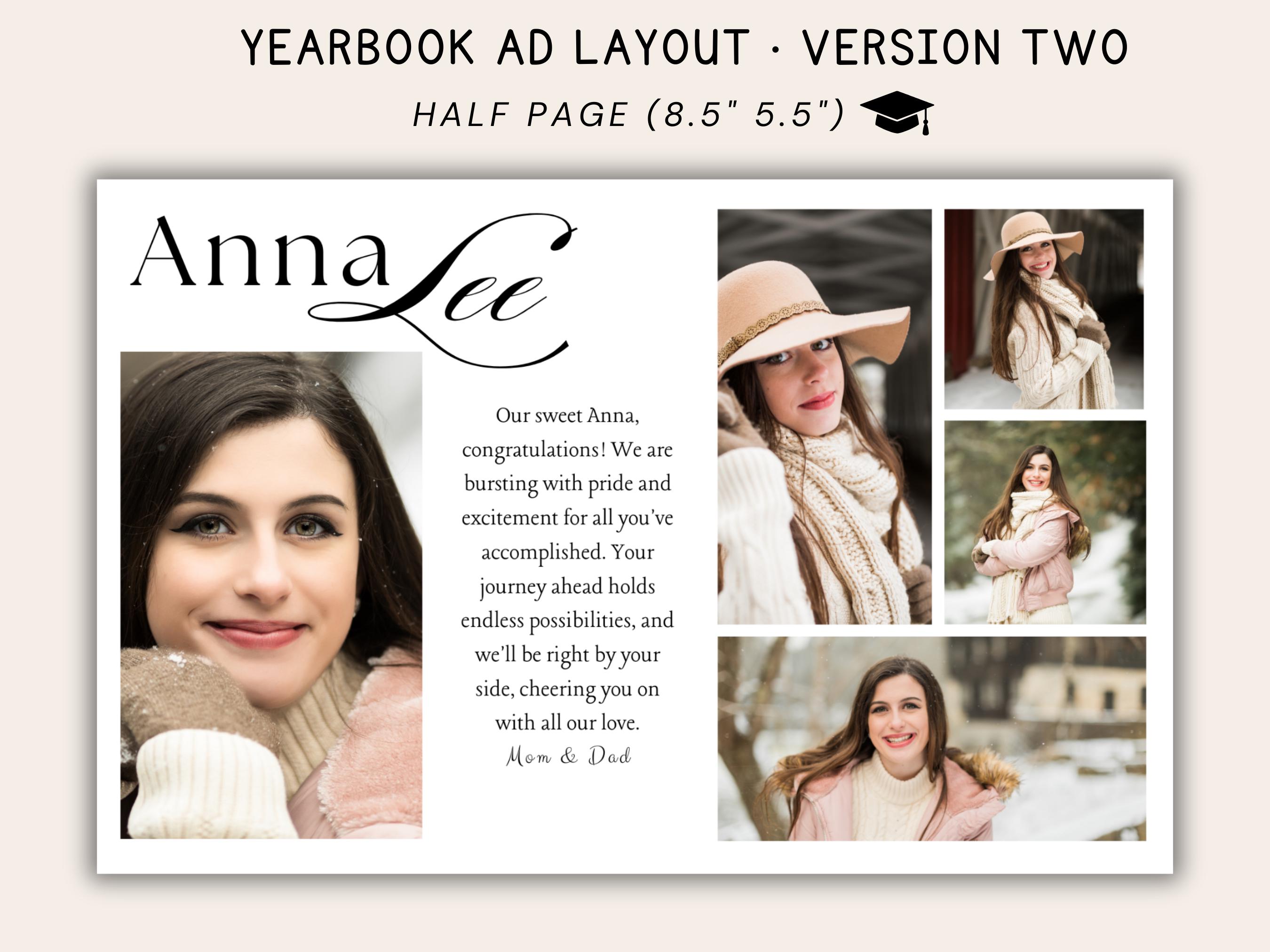 Half Page Yearbook Ad Template Bundle for Parents, Editable Canva ...