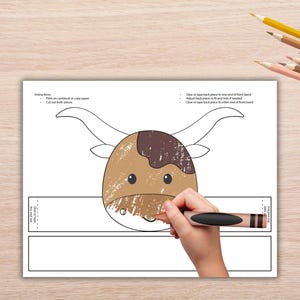 Longhorn Hat Paper Crown Craft, Cow Paper Crown Template, Wild West ...