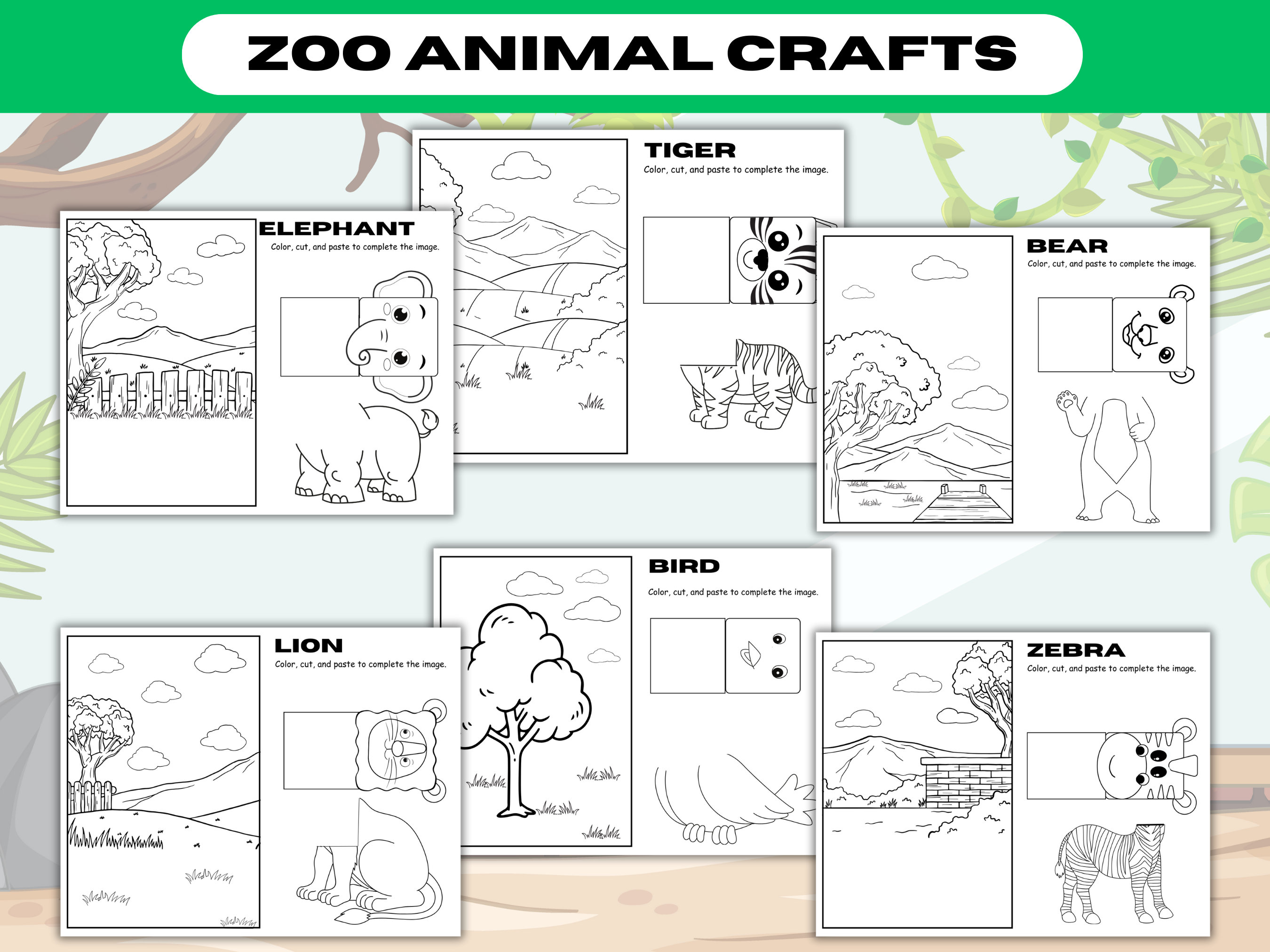 Zoo Animal Crafts, Printable Animal Crafts, Zoo Animals Preschool ...
