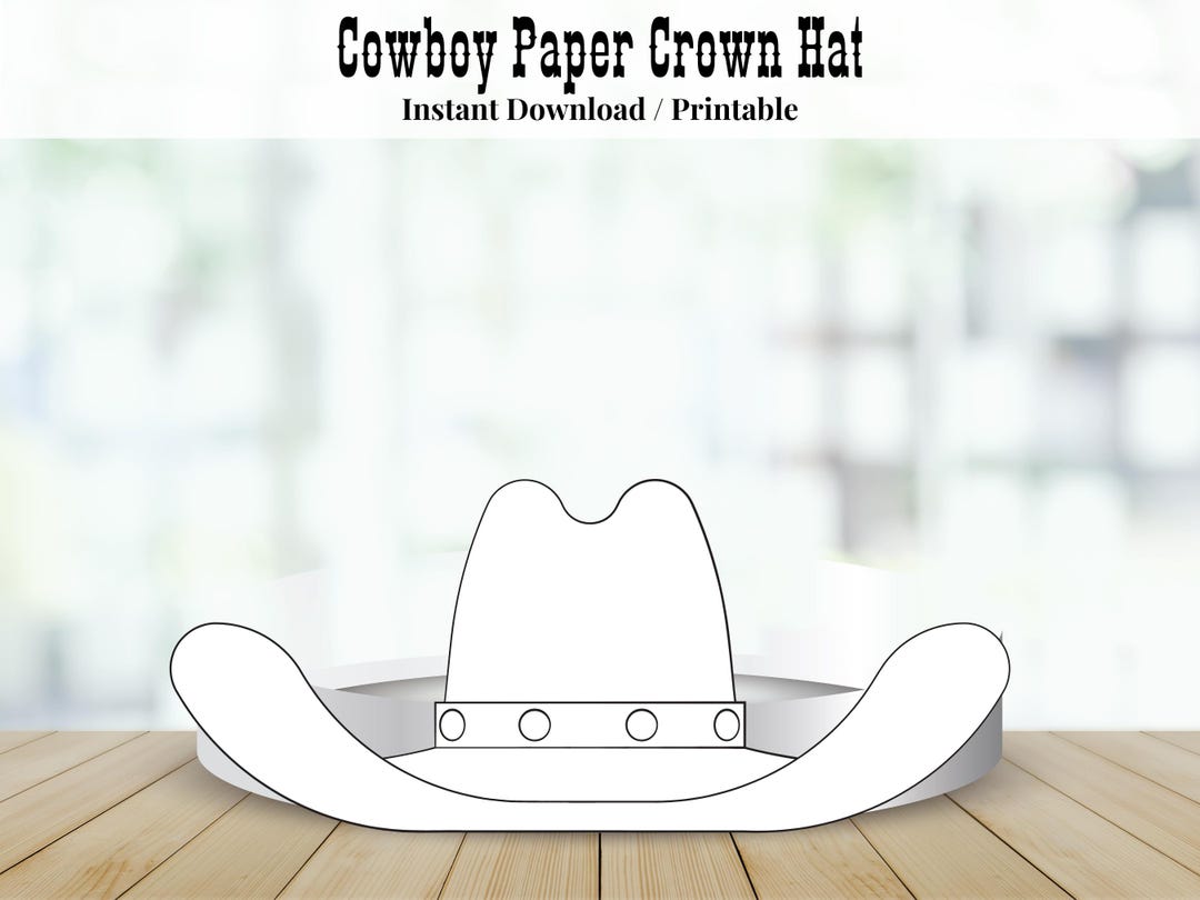 Cowboy Hat Paper Crown, Cowboy Hat Coloring Paper Crown Template, Wild ...