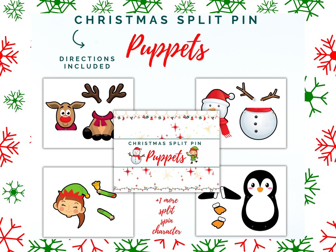 Printable Christmas Puppets, Christmas Split Pin Puppet Craft, Build ...