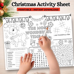 Printable Christmas Activity Placemat, Christmas Coloring Page ...