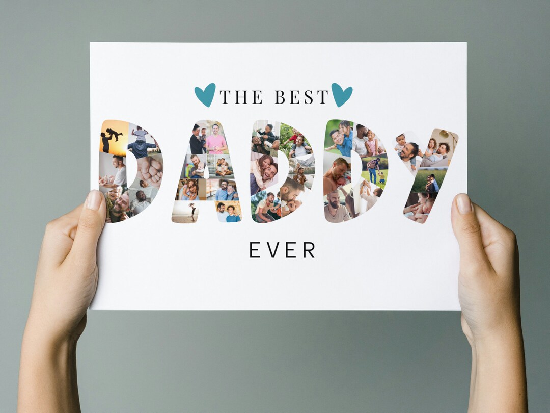 Daddy Photo Collage Gift, Best Daddy Ever Customizable Photo Collage ...