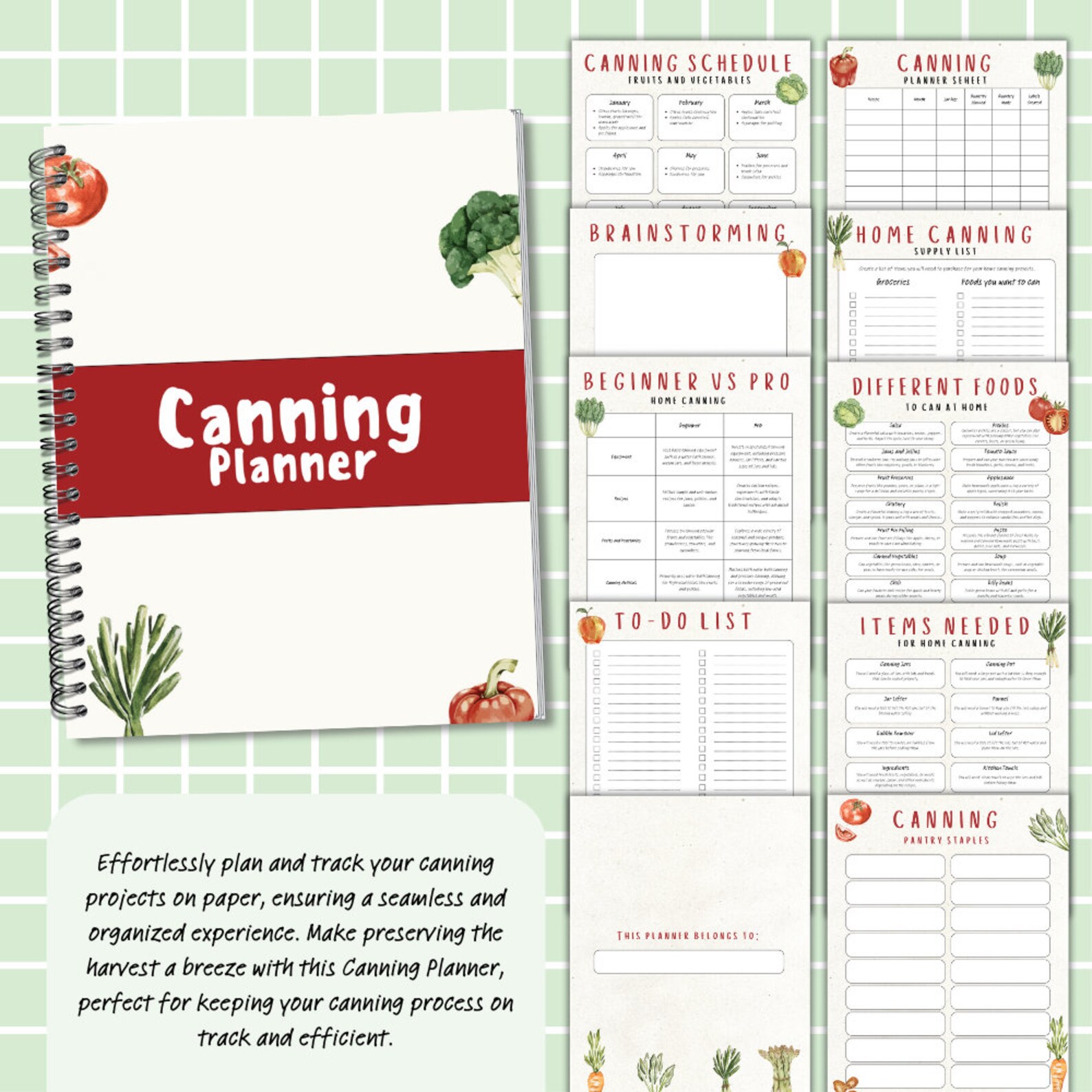Printable Canning Planner, Homestead Planner, Canning Frozen Inventory ...