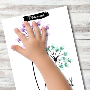 Fingerprint Dandelion Art Craft, Wishes Handprint Craft, Keepsake DIY ...