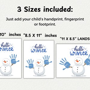 Snowman Handprint Craft Template, Winter Handprint Art Craft, Hello ...