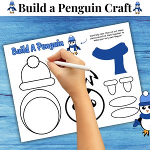Build a Penguin Craft, Winter Kids Craft, Winter Activity, Printable ...