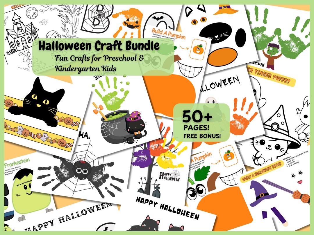 Halloween Craft Bundle – Printable Handprint Preschool Craft, Halloween ...