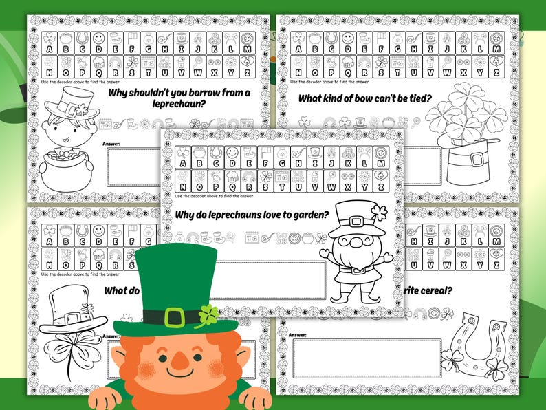 St Patricks Day Code Breakers, Printable Kids Logic Activity 5 Pages ...
