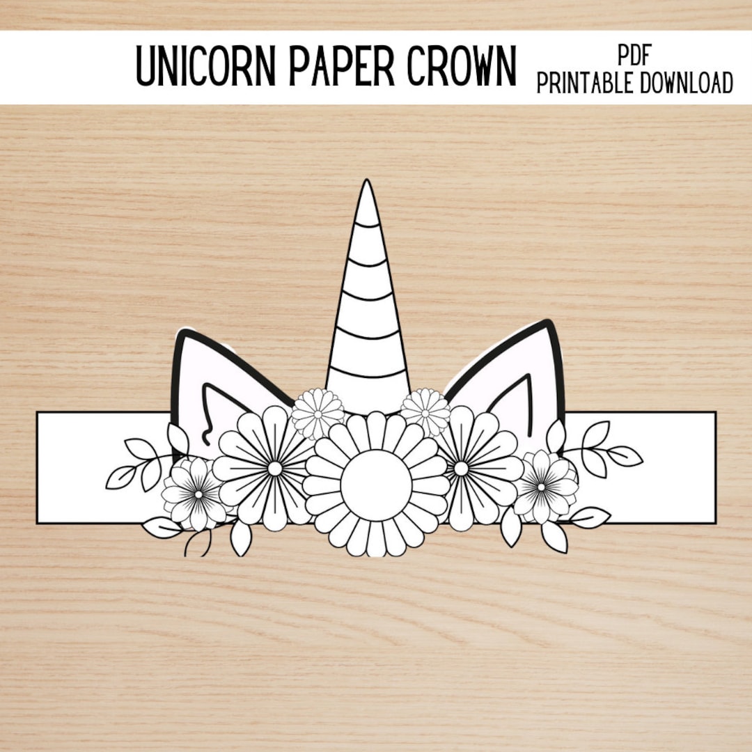Unicorn Paper Crown Craft, Unicorn Kids Coloring Craft, Unicorn ...