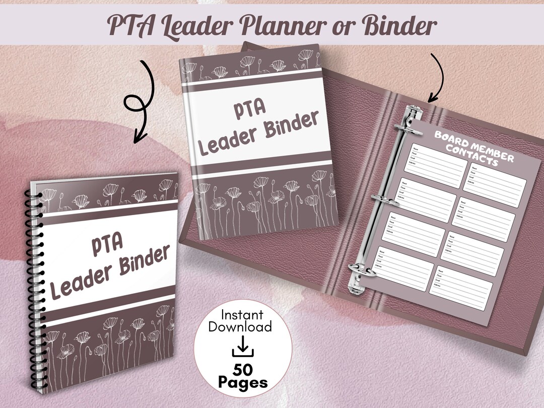 PTA Planner Printable, PTA Binder, Leader Planner Binder, PTA Volunteer ...