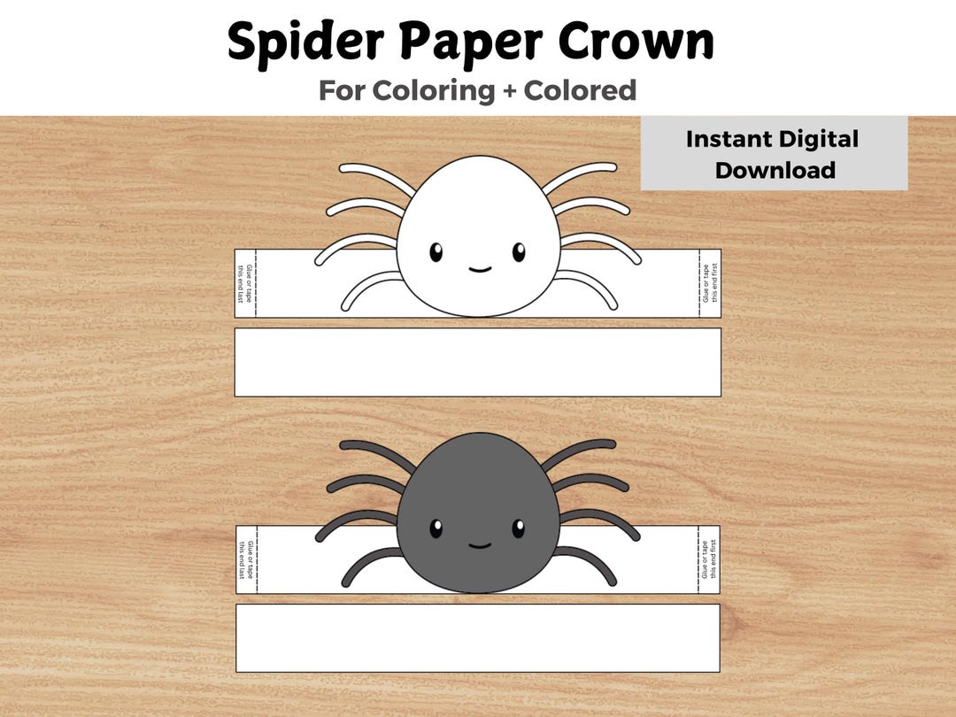 Spider Crown Template, Halloween Coloring Crown Craft, Kids Halloween ...