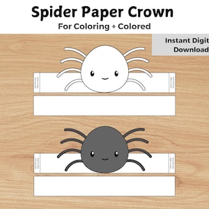 Spider Crown Template, Halloween Coloring Crown Craft, Kids Halloween ...