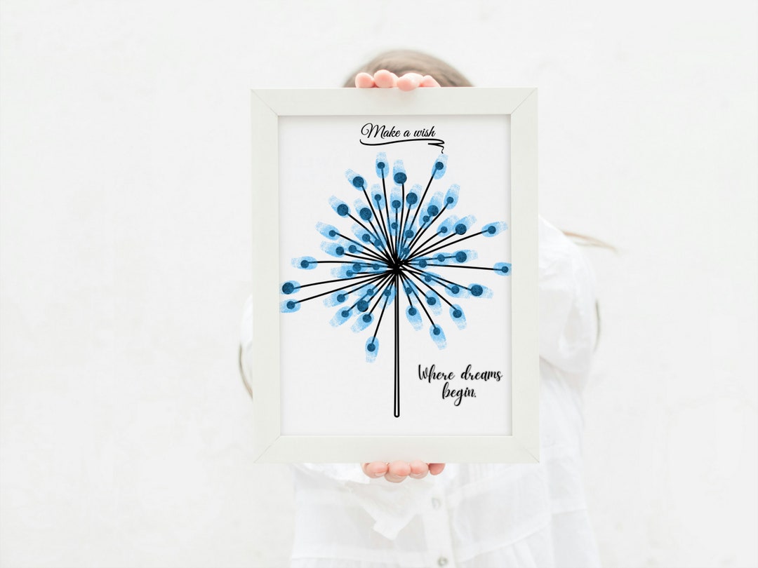 Fingerprint Dandelion Art Craft, Wishes Handprint Craft, Keepsake DIY ...
