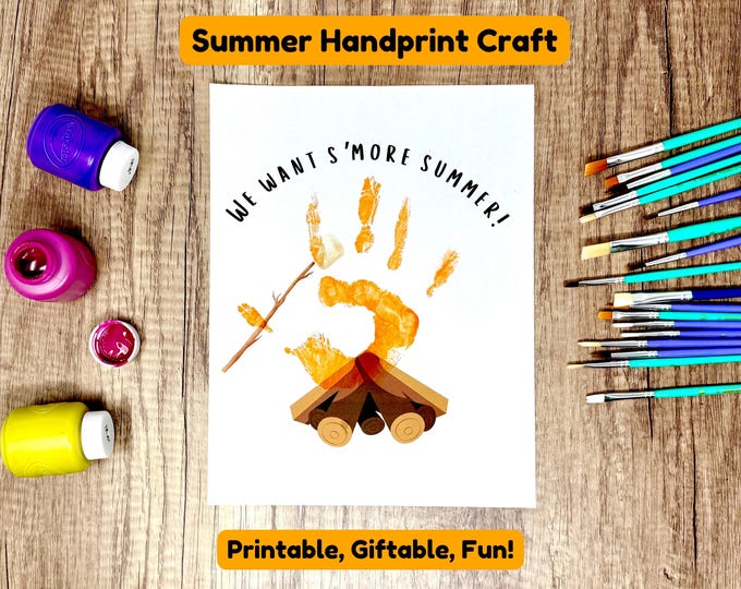 Camping Handprint Art - S'more Printable Craft Templates, Keepsake for ...
