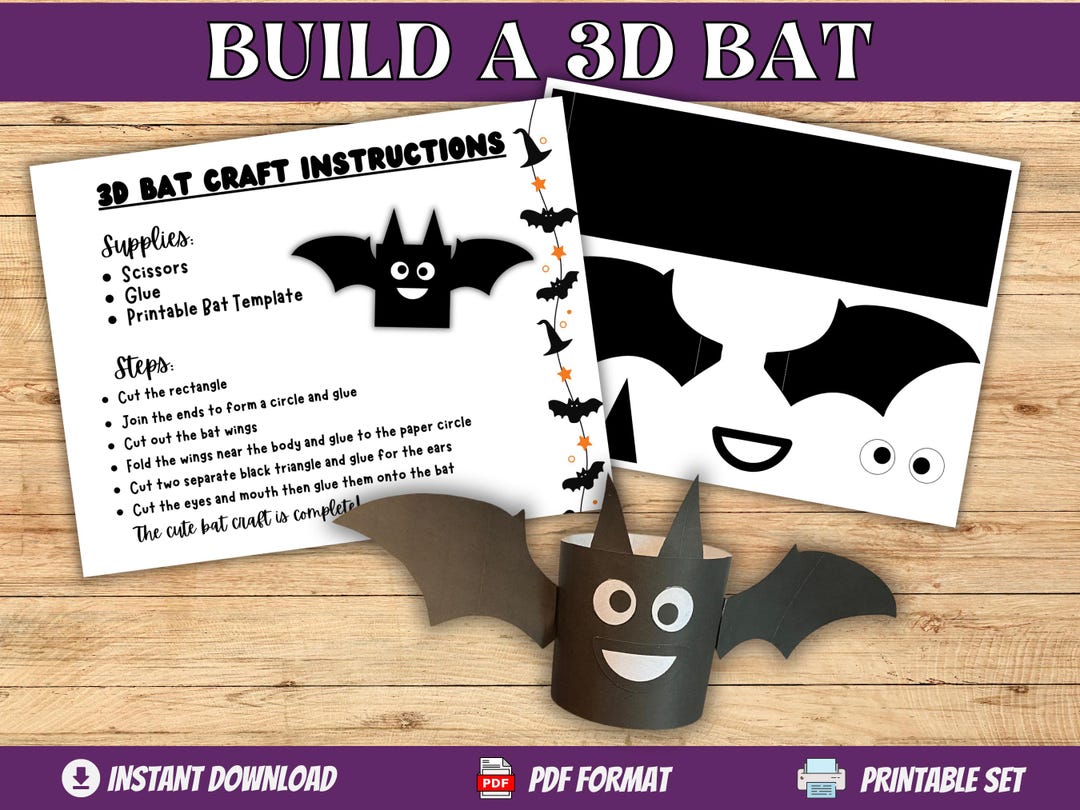 Build a 3D Bat Printable, Halloween Craft, October Craft, Halloween ...