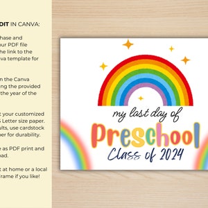 Editable Last Day of School Sign, Printable Preschool Graduation Sign ...