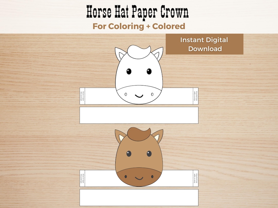 Horse Paper Hat Crown Craft, Horse Paper Crown Template, Wild West ...