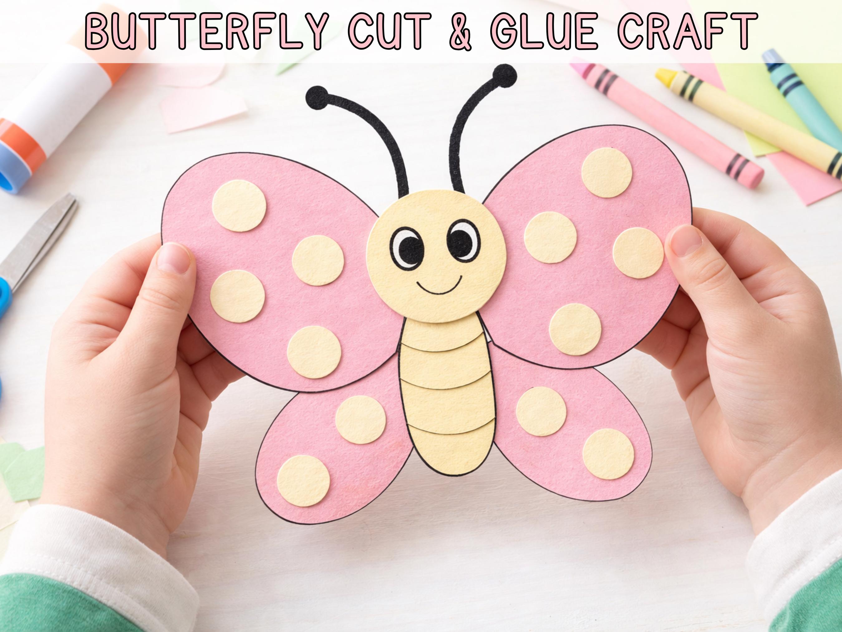 Butterfly Cut & Glue Craft, Kids Spring Cut and Paste Activity (PDF ...