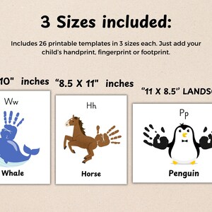 Animal Alphabet Handprint Art Craft Bundle, A-Z Alphabet Footprint Art ...