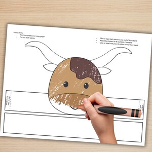 Longhorn Hat Paper Crown Craft, Coloring Cow Paper Craft, Wild West ...