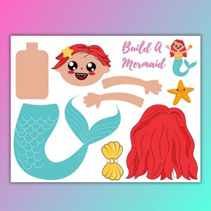 Build a Mermaid Craft, Mermaid Coloring Craft for Kids, Mermaid ...