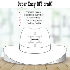 Sheriff Hat Paper Crown, Coloring Craft, Printable Kids Craft, Cowgirl ...