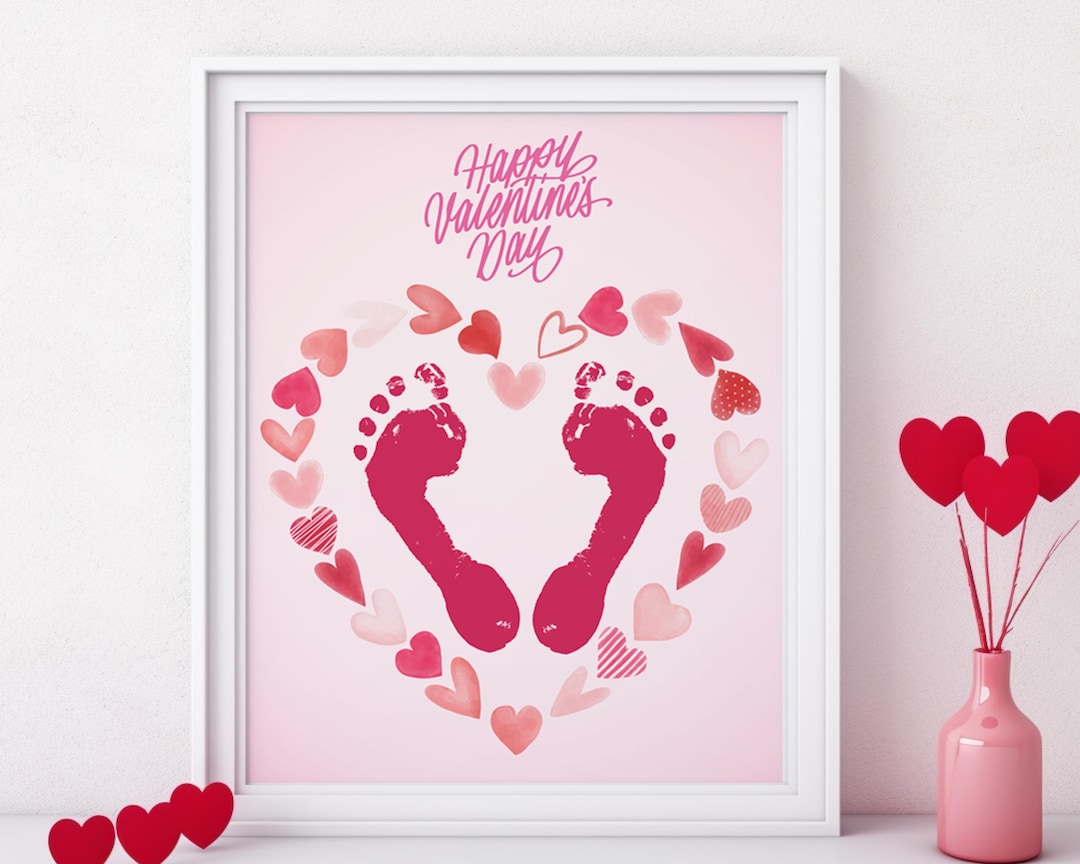 Valentine's Day Footprint Art Craft, Valentine's Handprint Craft, Baby ...
