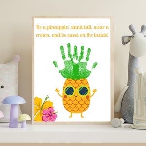 Pineapple Handprint Craft Kids Printable, Be a Pineapple, Summer ...
