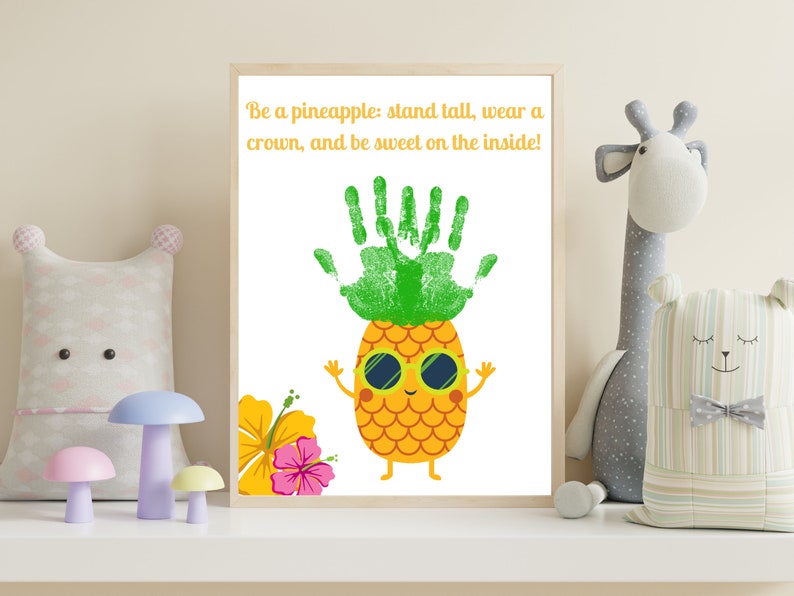 Summer Handprint Art, Pineapple Craft Template, Be a Pineapple Print ...