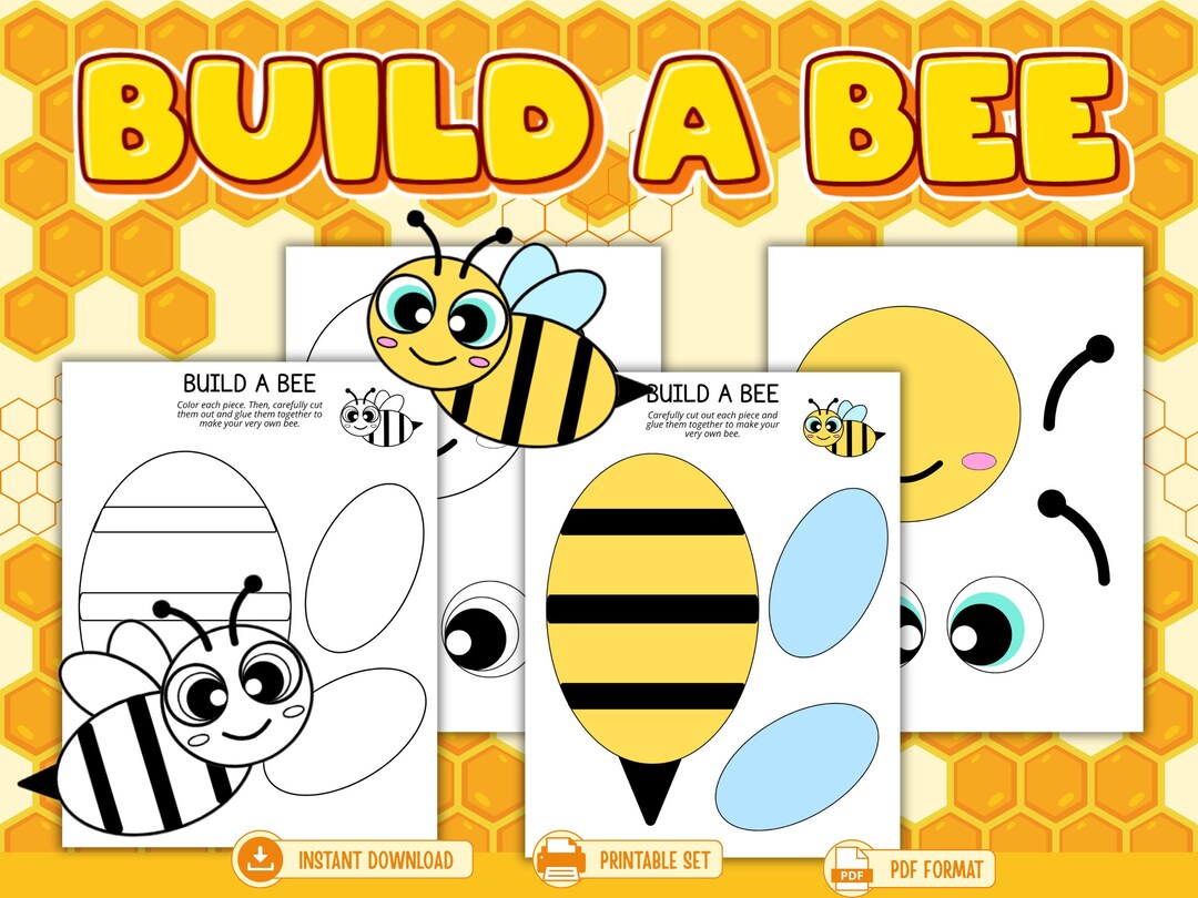 Build a Bee Cut & Paste Craft, Printable Spring Activity for Preschool ...