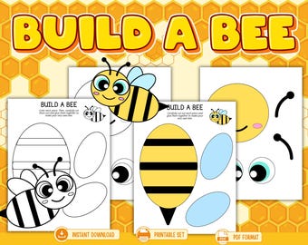 Build a Bee Cut & Paste Craft, Printable Spring Activity for Preschool ...