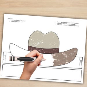 Cowgirl Hat Paper Crown, Kids Coloring Craft, Cowgirl & Cowboy Activity ...