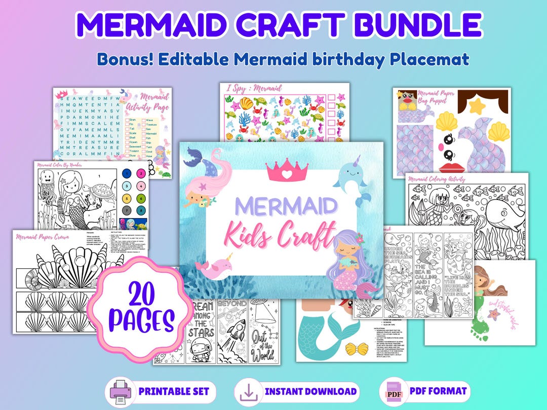 Mermaid Party Activities, Summer Crafts for Kids, Mermaid Coloring ...