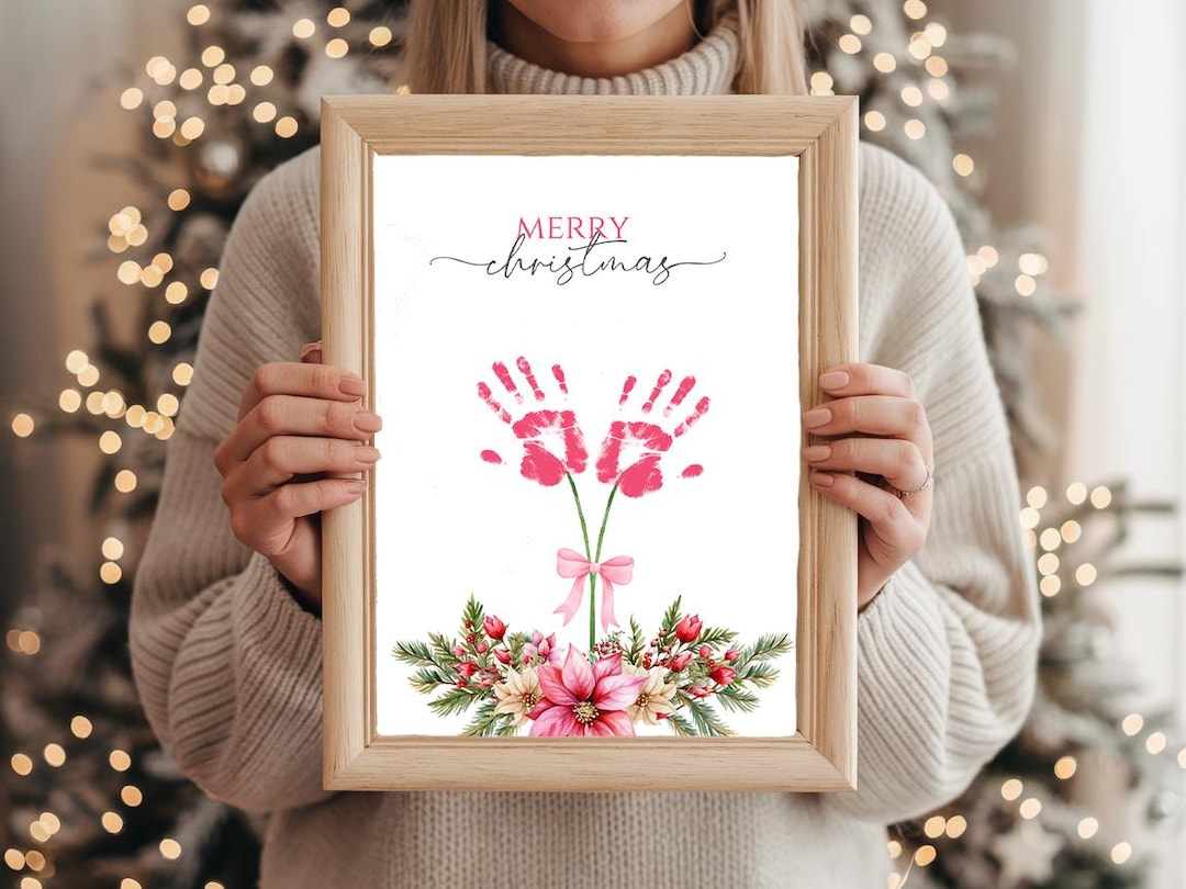 Christmas Handprint Art, Merry Christmas Handprint Craft Template, Gift ...