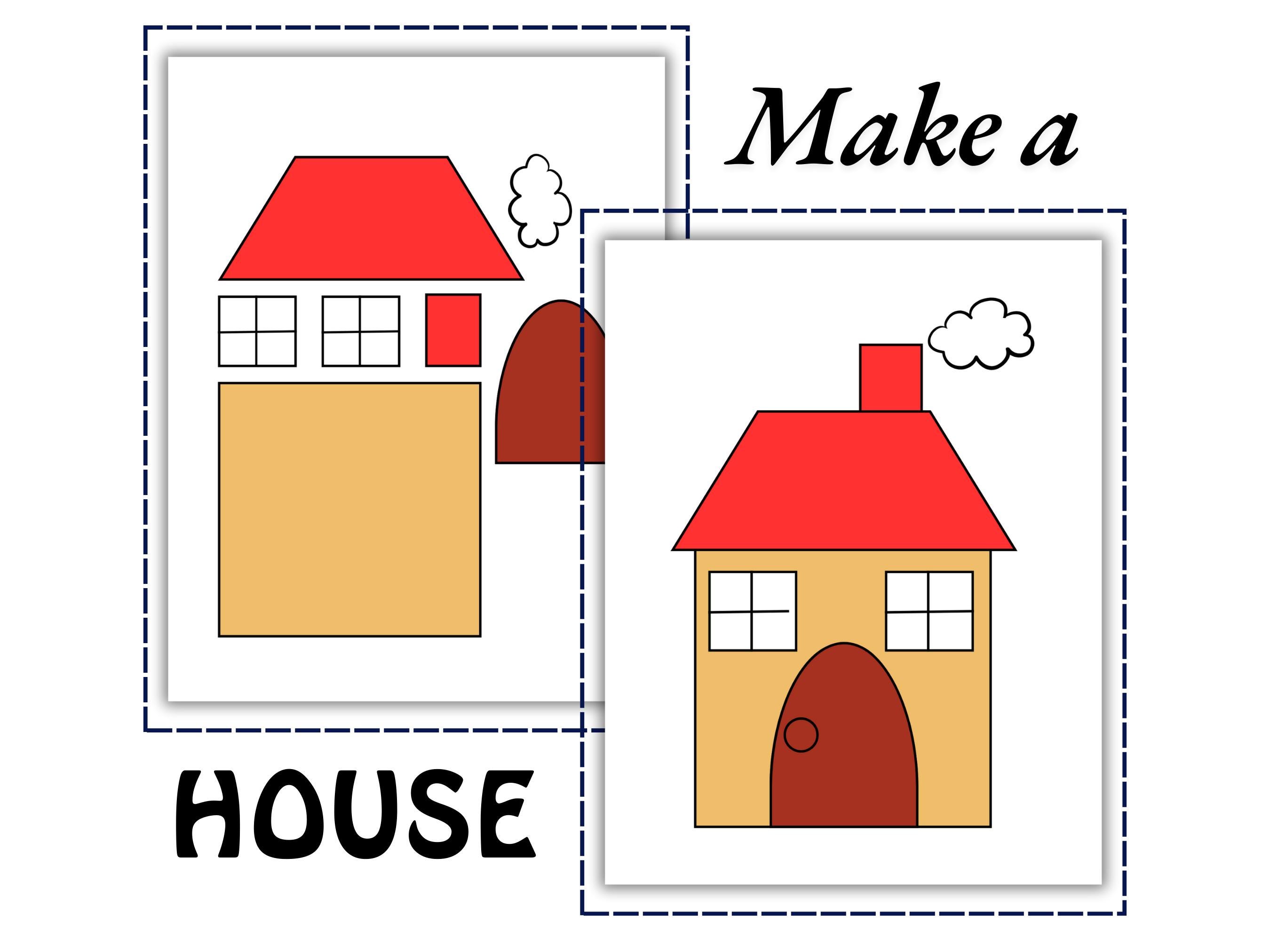 Build a House Cut & Paste Kid Craft, House Craft Printable Template ...