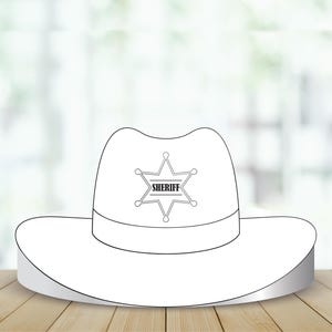 Sheriff Hat Paper Crown, Coloring Page Craft Printable Kids Paper Craft ...