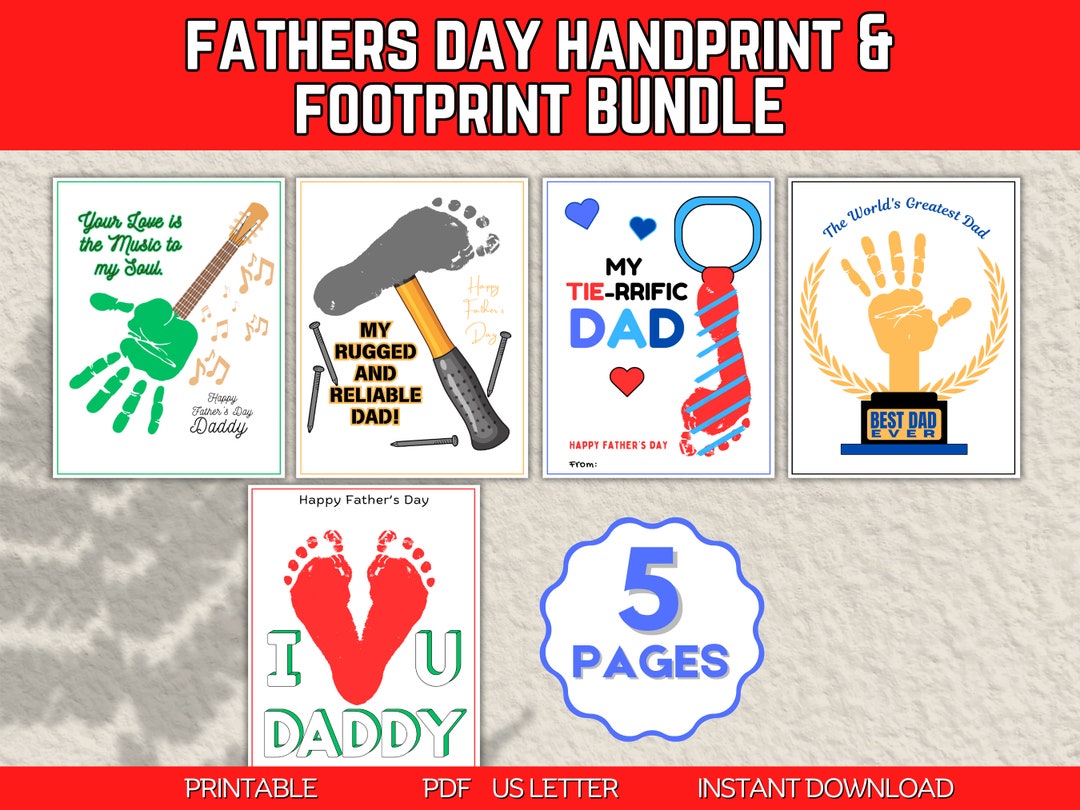 Father's Day Handprint & Footprint Craft Bundle, Fathers Day Crafts ...
