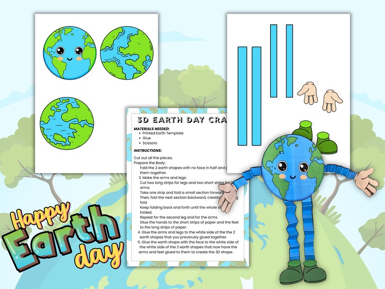 3D Earth Day Craft for Kids, Earth Day Craft for Preschool, Earth Day ...