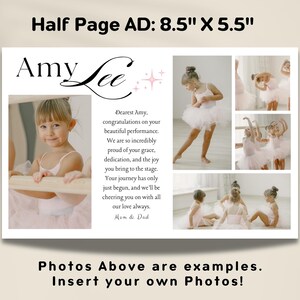 Dance Recital Ad Template, Dance Program Ad Tribute, Full Page Half ...