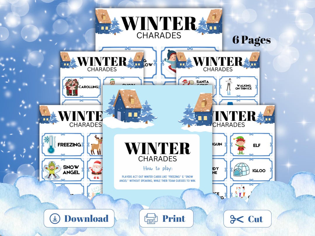 Winter Charades Game, Printable Winter Game, Winter Activities for Kids ...