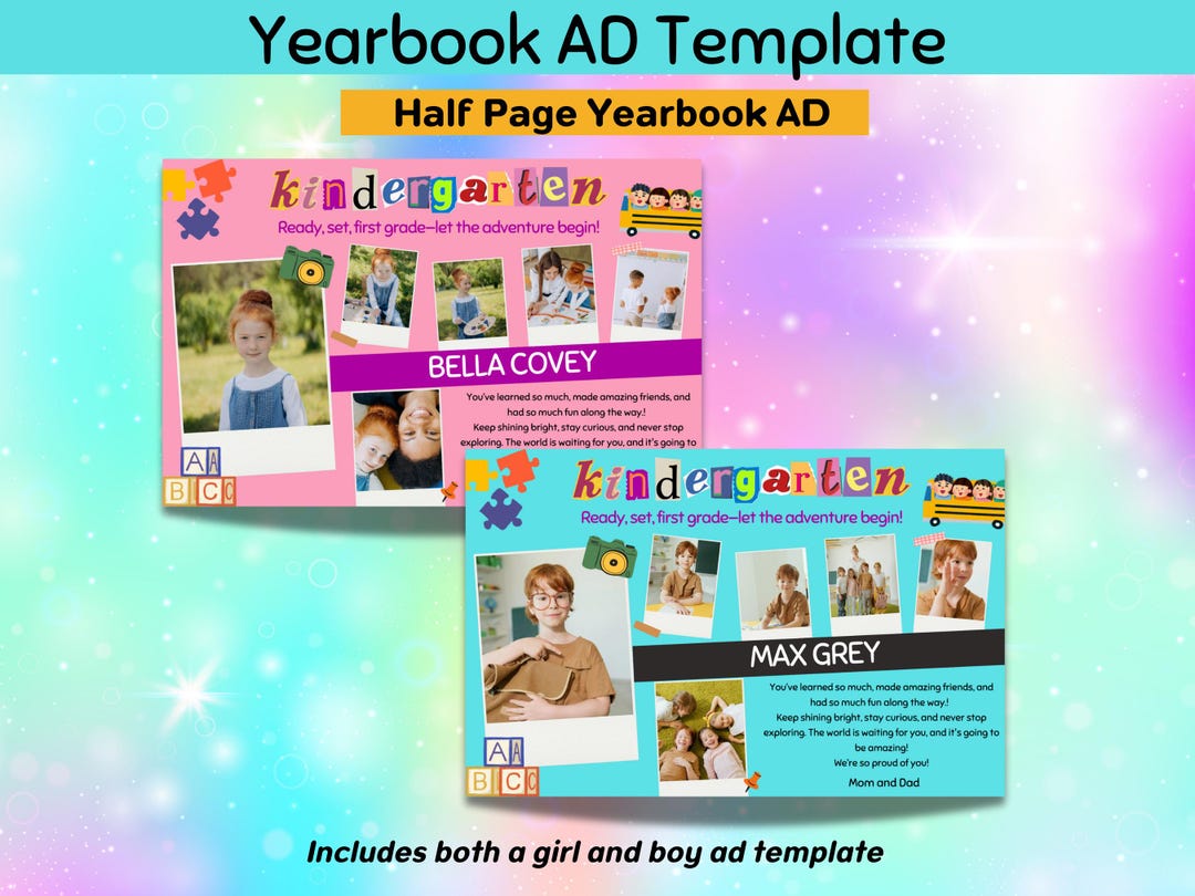 Kindergarten Yearbook Ad Template Half Page, Kindergarten Graduation Ad ...