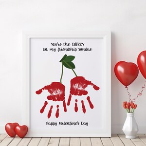 Cherry Valentine Handprint Art, Valentines Day Handprint Craft, Cherry ...
