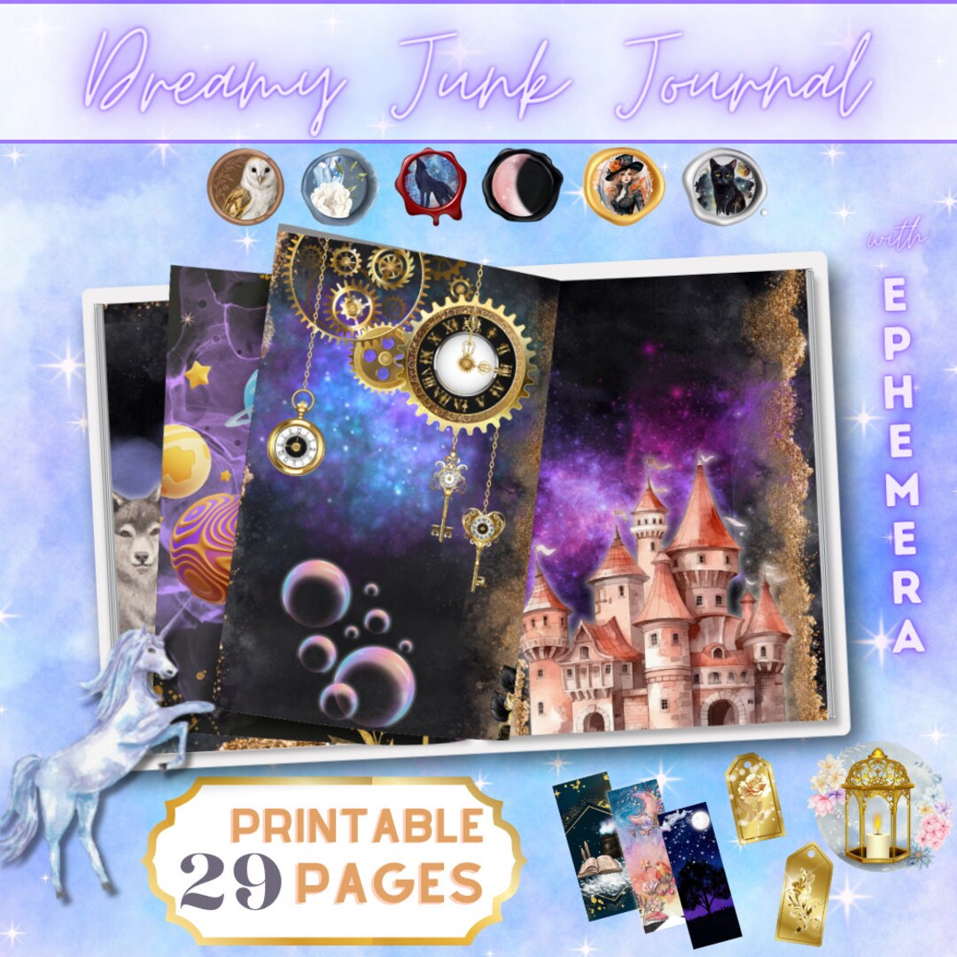 Celestial Dreams Junk Journal Kit, Ephemera Journal, Junk Journal ...