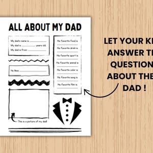 All About My Dad Printable, Fathers Day Questionnaire, Birthday Gift ...