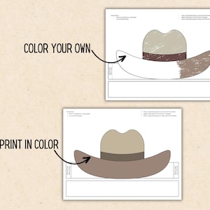 Cowgirl Hat Paper Crown, Kids Coloring Craft, Cowgirl & Cowboy Activity ...